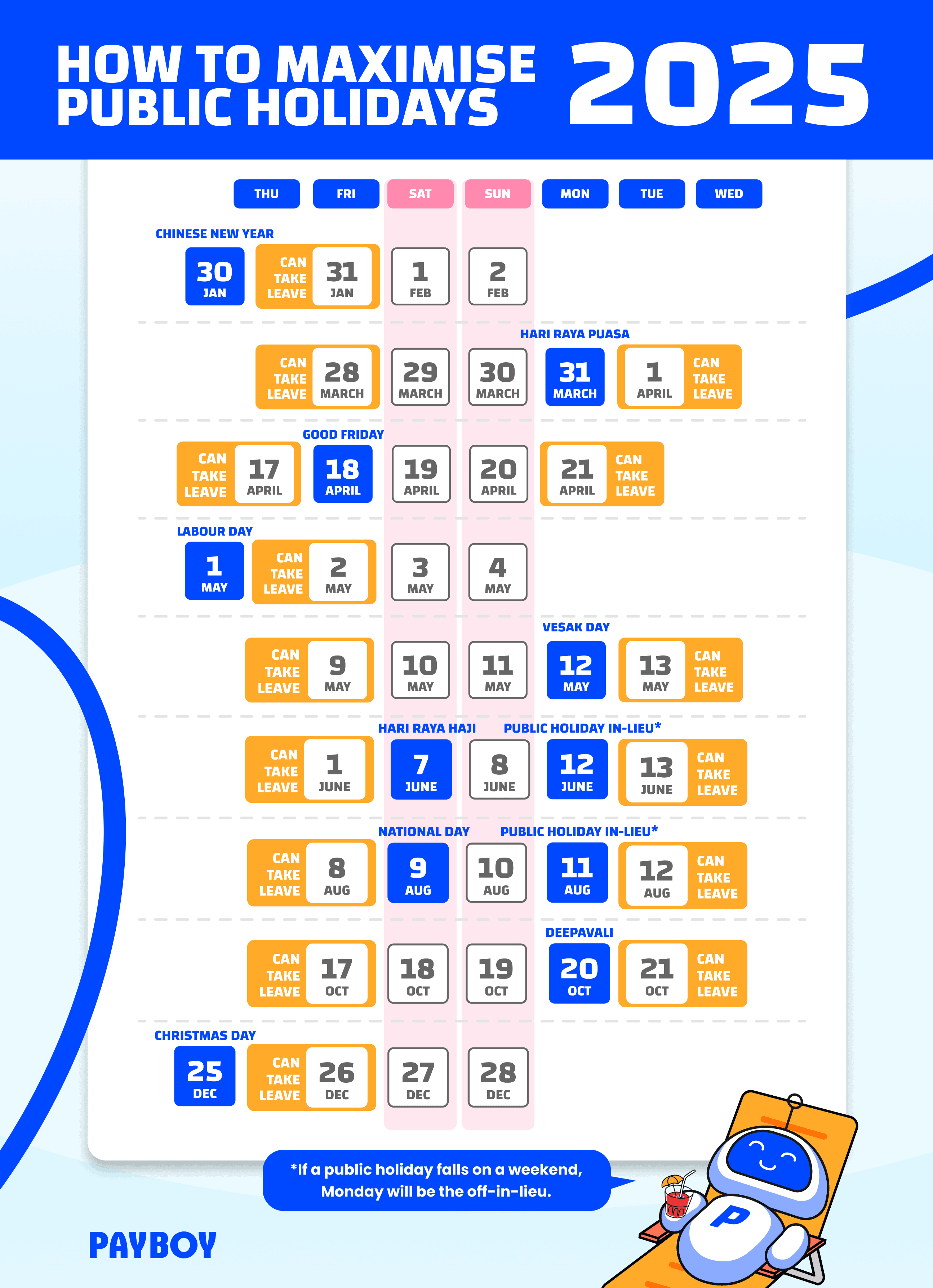 Singapore Public Holidays 2025 - Plan ahead your long weekends | Payboy